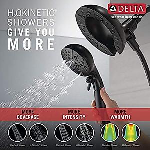 Delta Faucet Vesna 14 Series Single-Handle Shower Trim Kit with 5-Spray H2Okinetic In2ition Dual Hand Held Shower Head with Hose, Matte Black 144789-BL-I (Valve Included)