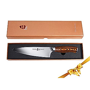 TUO Chef Knife- Kitchen Chefs Knife - High Carbon German Stainless Steel Cutlery - Rust Resistant - Pakkawood Handle - Luxurious Gift Box Included - 7 - Fiery Phoenix Series