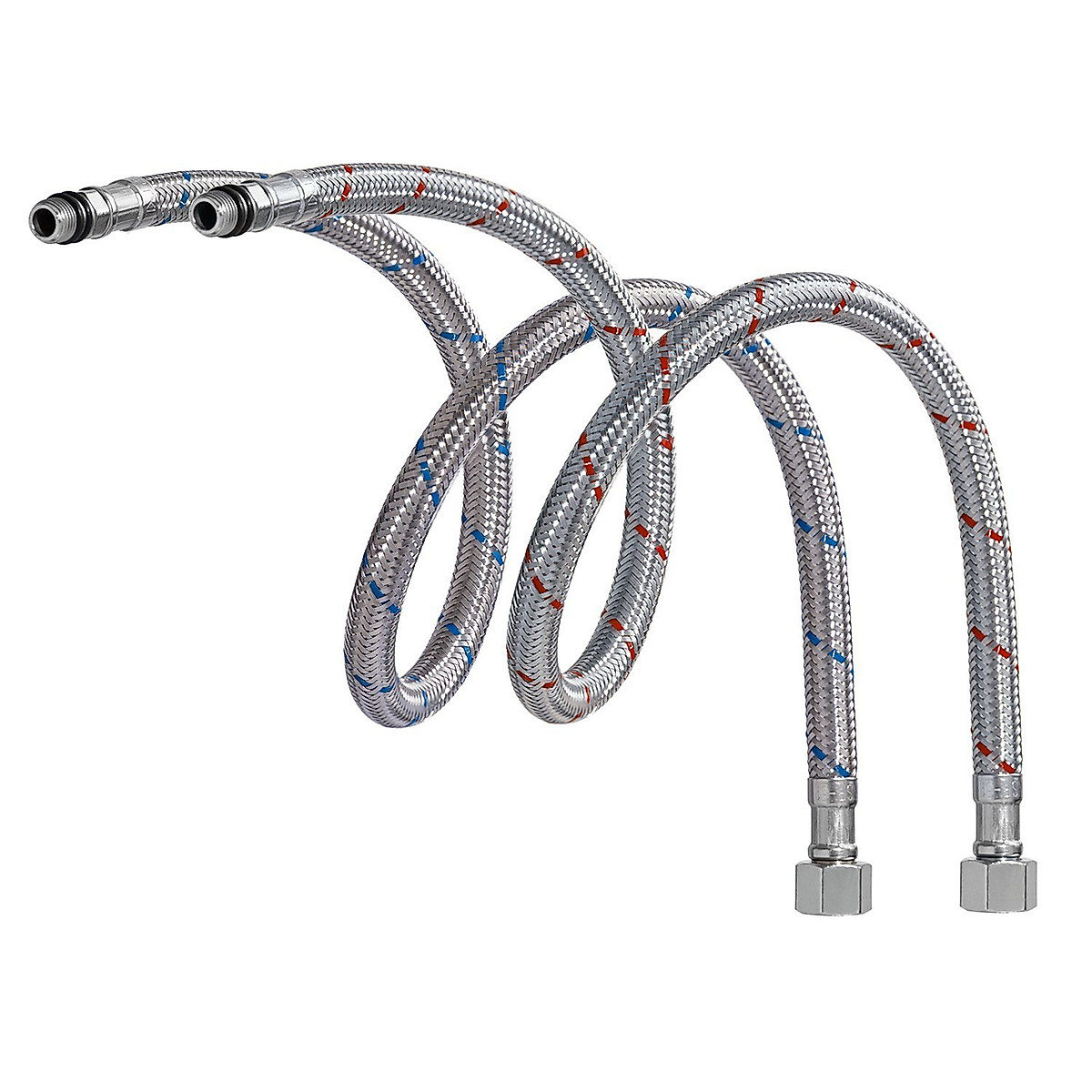 GGStudy 32-Inch Faucet Connector Braided Stainless Steel Supply Hose 3/8-Inch Female Compression Thread x M10 Male Connector One Pair