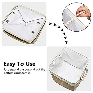 Robuy 3 Pack Storage Cube Bins Collapsible Sturdy cationic Fabric Storage Basket with Cotton Rope Handle For Organizing Shelf Nurery Home Colset 13x13x13 inch