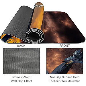 Yoga Mat, Yoga Mats for Home Workout, Workout Mat, Exercise Mats, Pilates Mat, Dragon and Fish