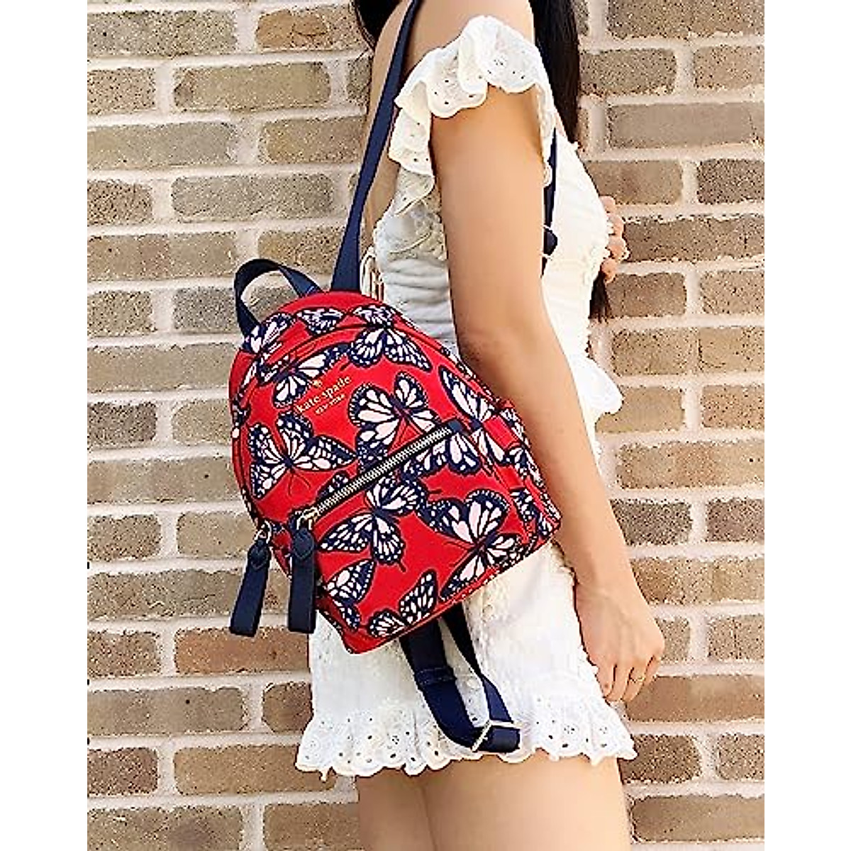 Kate Spade Chelsea The Little Better Nylon Mini Backpack Butterfly Red