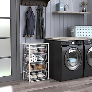 ClosetMaid Wire Basket 4 Drawer Organizer Unit with Shelf for Pantry, Closet, Clothes, Linens, Sturdy Steel, Easy Assembly, White