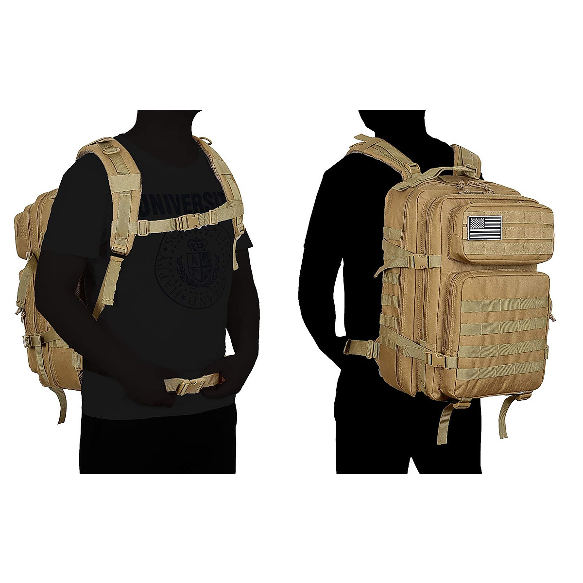 QT&QY 45L Military Tactical Backpacks Molle Army Assault Pack 3 Day Bug Out Bag Hiking Treeking Rucksack