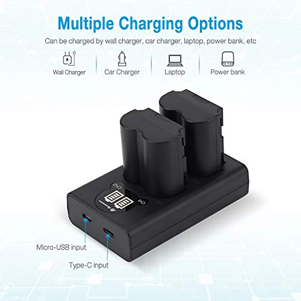 Powerextra NP-W235 2X Battery with Dual Charger Compatible with Fujifilm X-T4 VG-XT4 Vertical Battery Grip