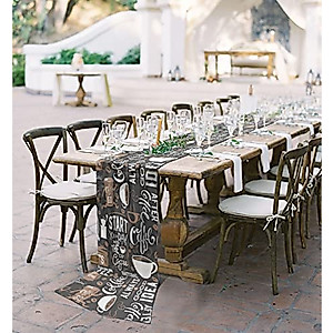 Rural Coffee Chiffon Table Runner 120 Inches Long, Shabby Chic Esppresso Beans Cup Drinking Voile Sheer Tulle Runner for Rustic Wedding Reception Bridal Shower Decorations Birthday Party