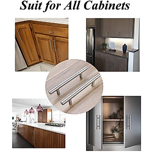 Probrico (10 Pack Solid Stainless Steel Modern Euro Style Cabinet Pulls Dresser Drawer Handles Satin Nickel 3-3/4" Hole Center T Bar Kitchen Cupboard Handles 6" Overall Length Furniture Hardware