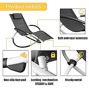 Outdoor Lounge Chair, New Zero Gravity Chair, Foldable Outdoor Chaise Lounge 2 Pack, 2021 Technological Innovation - A Combination of Recliner & Rocking Chairs