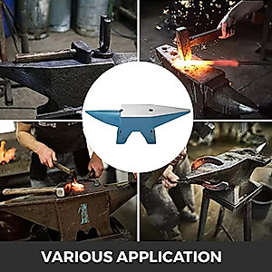 Happybuy Single Horn Anvil 110Lbs Cast Steel Anvil Blacksmith for Sale Forge Steel Tools W/Round and Square Hole and Equipment Anvil Rugged Blacksmith Jewelers Durable and Robust Metal Working Tool