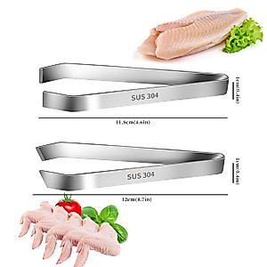 Fish Bone Tweezers, 2PCS Heavy-Duty Stainless Steel Kitchen Tweezers, Flat and Slant Pliers Remover Tool, Dishwasher Safe (4.6" and 4.7")