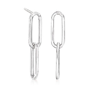 Ross-Simons Italian Sterling Silver 1 Inch Paper Clip Link Drop Earrings