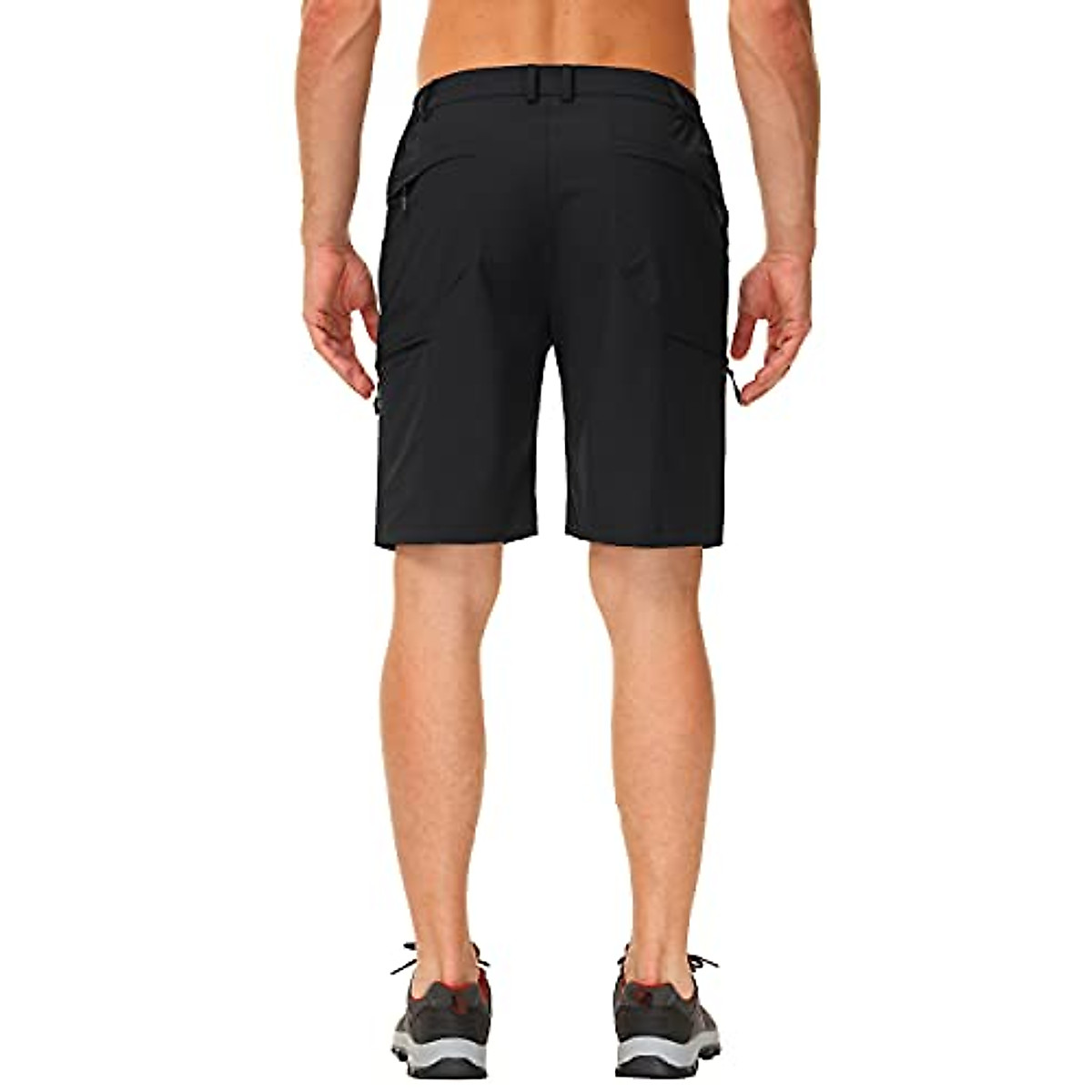 Libin Men's Quick Dry Golf 10" Shorts, Lightweight Hiking Stretch Gear, Travel Fishing Casual Tactical Pockets Shorts, Black XXL