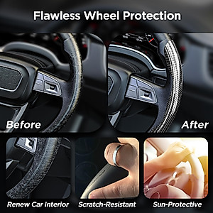 Universal Fit Carbon Fiber Steering Wheel Cover, BenLoc Hard Car Steering Wheel Cover Protector, Segmented Non-Slip Carbon Fiber Car Wheel Cover Blue