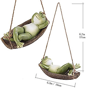 Arola Hammock Frog Decoration, Creative Garden Swing Hanging Frog, Tree Rope Hanging Crafts Animal Sculptures, Individual Decoration for Yard Garden Outdoor Indoor.
