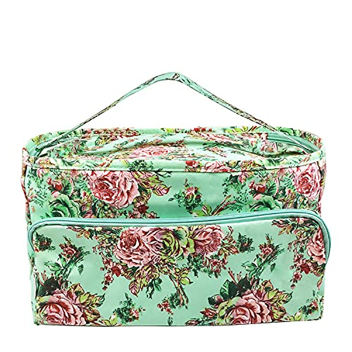 Weabetfu Knitting Bag Large Size,Yarn Storage Organizer Tote Bag Holder Case Cuboid with Zipper Closure and Pocket for Knitting Needles Crochet Hooks Project Accessories,Easy to Carry(Up to 14 Inch)