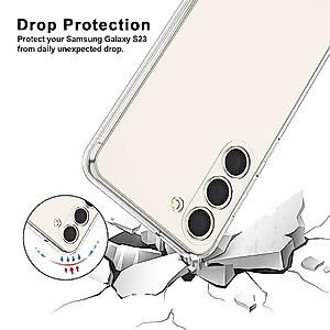 Meliya for Samsung Galaxy S23 Case Clear 6.1'' 2023, Slim & Tough, Shockproof & Drop Proof, Waterproof & Dustproof, Anti-Yellowing Full Body Protective Cover Case for Galaxy S23, Clear+Clear