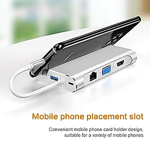 Leya-US Spare Part HW-TC20 7 in 1 Type-C/USB-C Multifunctional Extension HUB Adapter with Holder