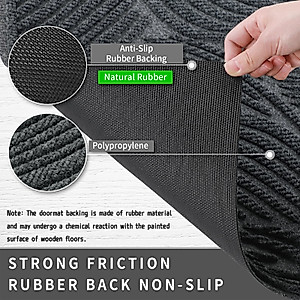 Yimobra Front Door Mat Outdoor Entrance, Ultra Water Absorbent, Heavy Duty Patio Guard Welcome Matt, Non-Slip Rubber Backing, Easy Clean Shoe Scraper, Indoor, Entryway, 47x24 Inch, Dark Grey