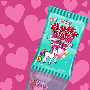 Fluffy Stuff Cotton Candy Bags, Assorted Fruit Flavored Rainbow Treats, 2.1 Ounces (Pack of 3)