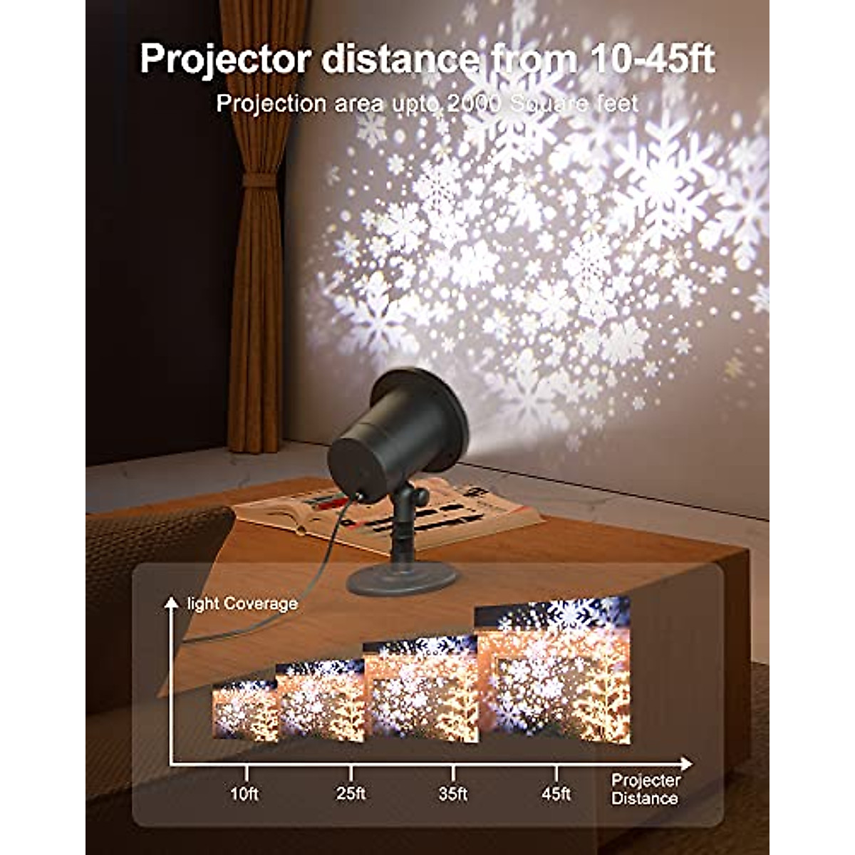 gaiatop Christmas Projector Lights Outdoor, Highlight Led Snowflake Lights Projector, Waterproof Landscape Christmas Decorations Lighting for Xmas Home Party Wedding Garden Patio