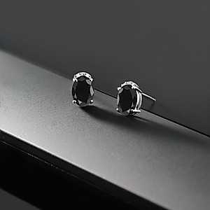 Gem Stone King Solid 10K Gold 7X5MM Oval Gemstone Birthstone and White Diamond Earrings | Gold Earrings For Women