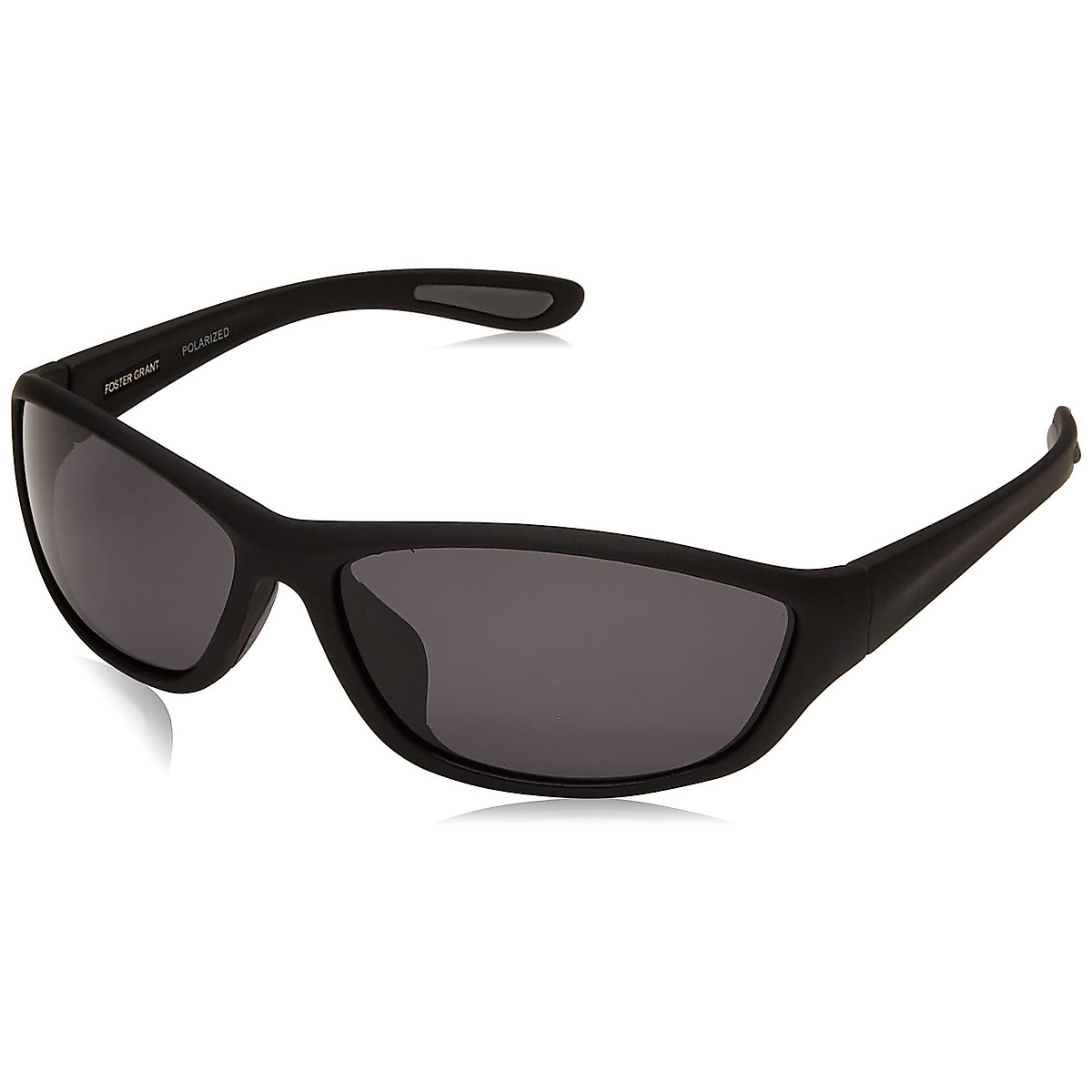 Foster Grant, mens, Backstop Wrap Polarized Sunglasses, Black/Black, 150 mm