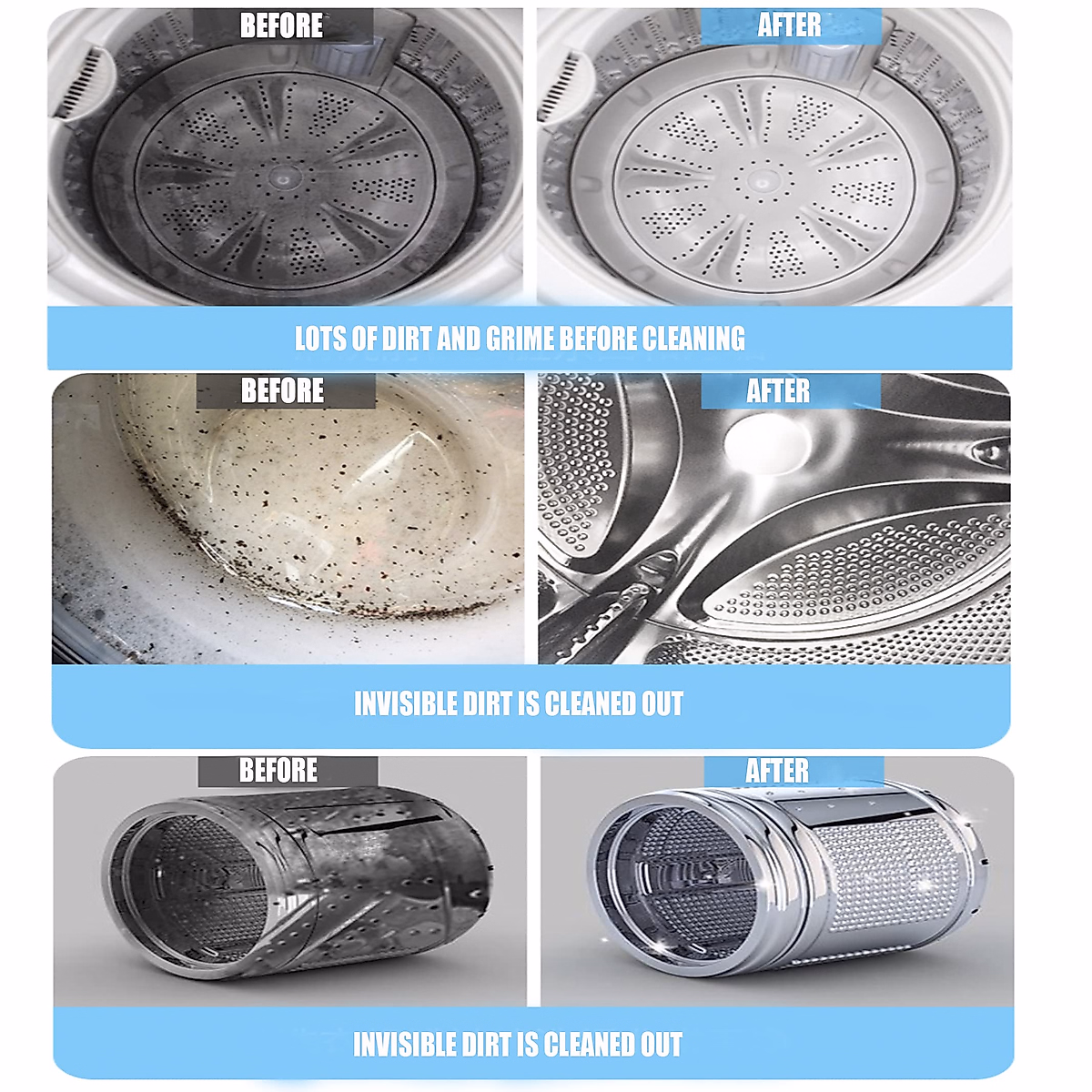 YOUGG Washing Machine Cleaner Tablets（6 Pack,Fresh Solid Washer Deep Cleaning Tablet,For HE, Front Loader&Top Load Washers