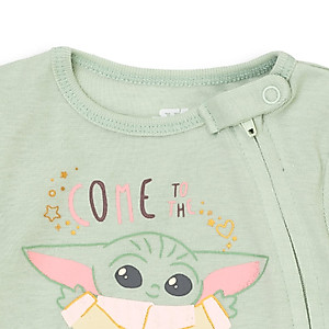 STAR WARS The Child Newborn Baby Girls 2 Pack Zip Up Sleep N' Plays Pink/Green 3-6 Months