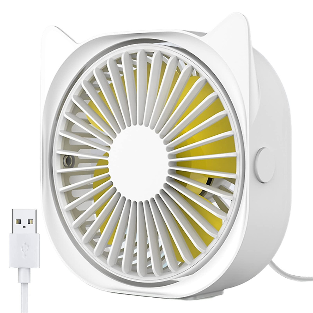 YUNLOVXEE Small Personal USB Desk Fan - 4 Speeds Portable Cute Desktop Table Cooling Mini Fan Powered By USB, Quiet Operation Strong Wind Fan for Room Home Office Outdoor Travel