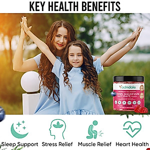 90 CT Magnesium Glycinate Gummies 400 mg/Serv - with Ashwagandha, Magnesium Malate & Taurate - Sugar Free Chews for Adults & Kids Relaxation, Stress Relief, Night Rest, Muscle & Cardio Support