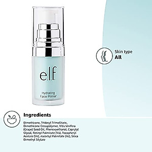 e.l.f, Hydrating Face Primer, Lightweight, Long Lasting, Creamy, Hydrates, Smooths, Fills in Pores and Fine Lines, Natural Matte Finish, Infused with Vitamin E, 0.47 Oz