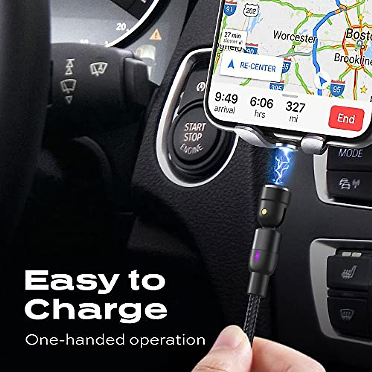 Statik Magnetic USB C Charging Cable 360 Charger Android 360 Magnetic Charging Cable - Micro-USB, 2 Type C Removable Connector Tips - 6FT Black