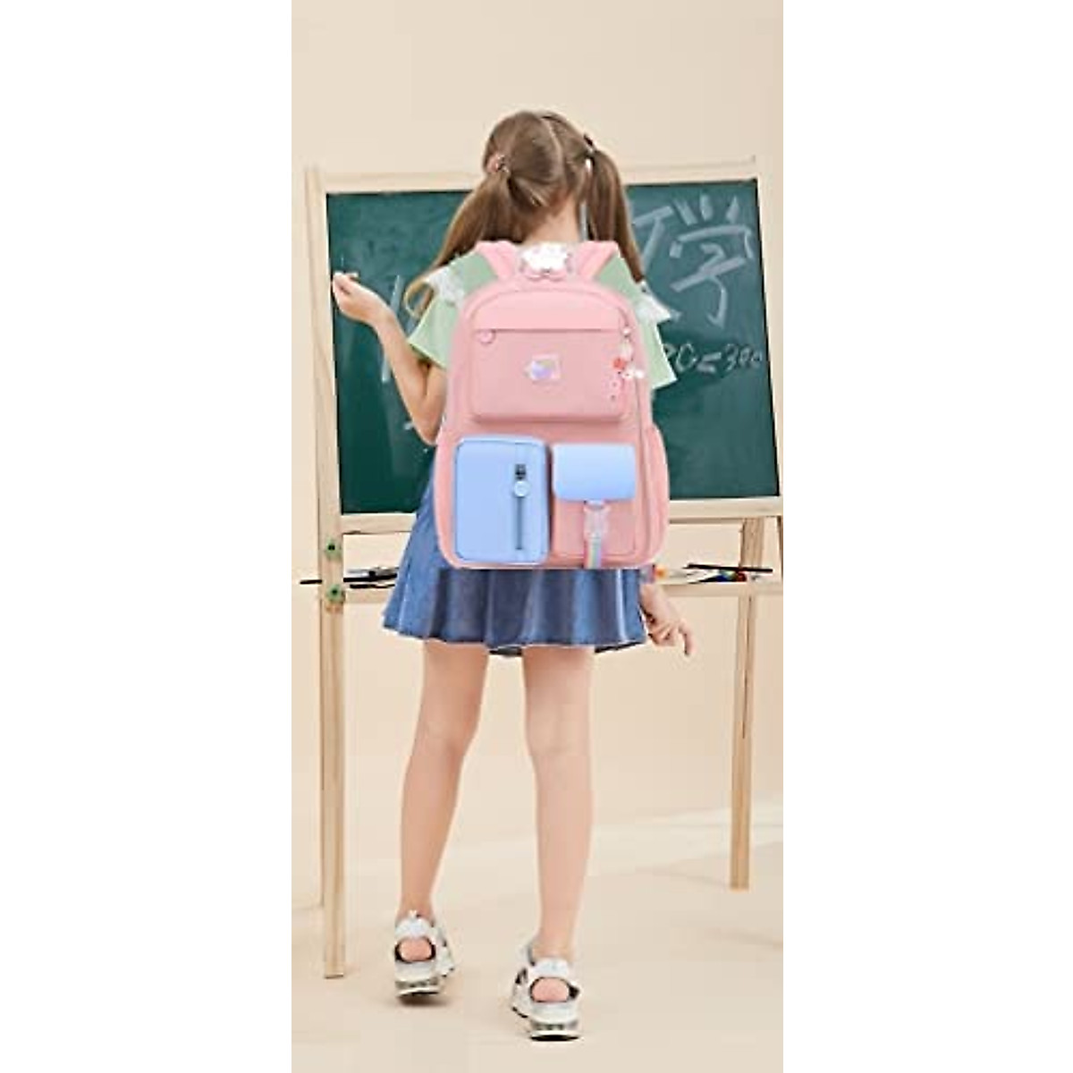 Kawaii Girls Backpack for School Aesthetic School Bag Bookbag for Elementary Students
