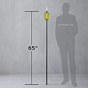 TIKI Green Brand Convertible Torch Glass Pineapple Outdoor Decorative Lighting for Lawn Patio Garden, 65 in, 1117095