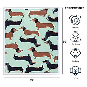 Famitile Dachshund Blanket, Wiener Dogs Throw Blanket, I Love Dachshunds Soft Flannel Dachshund Stuffed Animal Blankets Dachshund Gifts for Women (Dachshund 1, 47" x 60")