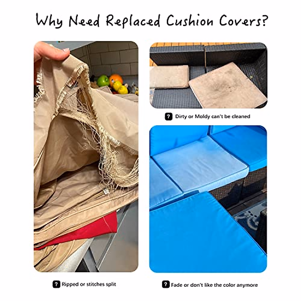 4Pcs Outdoor Patio Seat Cushion Back Pillow Replacement Covers,Fit for Patio Furniture Sectional Sofa Chair Conversation Set,Water-Resistant Fadeless Slipcover,20Lx18Wx4H Inch,Red-Cover Only