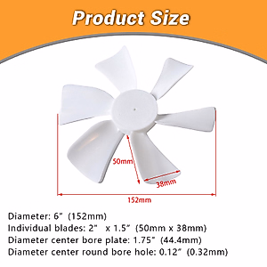 CPVNQMDG 6 inch RV Vent Fan Blade D-Bore Fits Replacement RV Bathroom Camper Vent Fan and Jensen roof Vents and Range Hoods or Any 12 Volt Motor with a 0.094-inch D-Shaped Shaft
