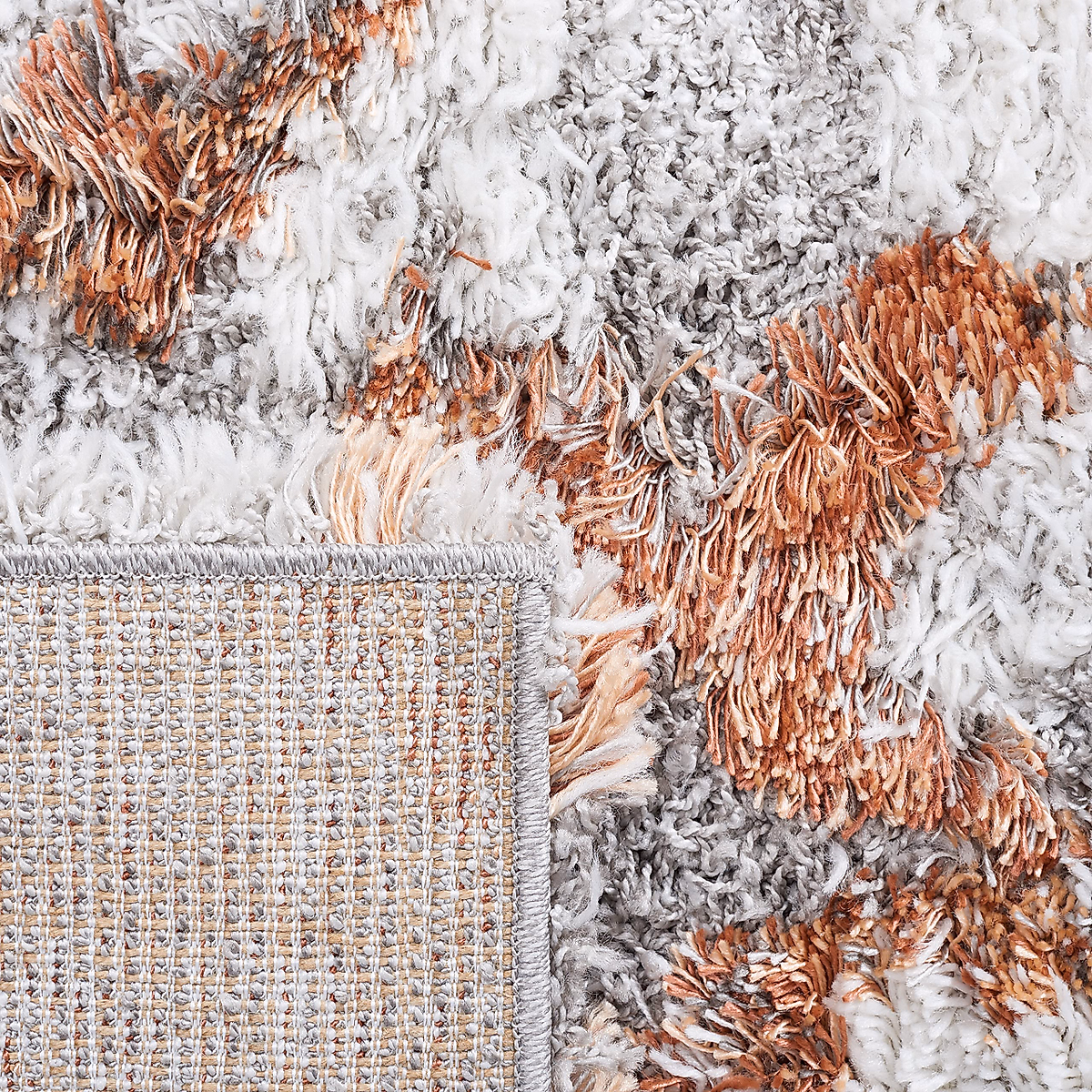 SAFAVIEH Horizon Shag Collection Area Rug - 8' x 10', Ivory & Rust, Modern Abstract Design, Non-Shedding & Easy Care, 2.5-inch Thick Ideal for High Traffic Areas in Living Room, Bedroom (HZN894P)