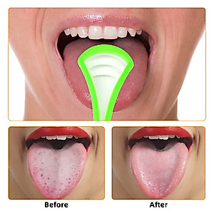 defutay 3PCS Tongue Scraper Cleaner - 100% BPA Free Tongue Scrapers - Oral Scrapers Premium Sweeper Sets - Eliminate Bad Breath - Easy to Use (Blue+Green+Red)