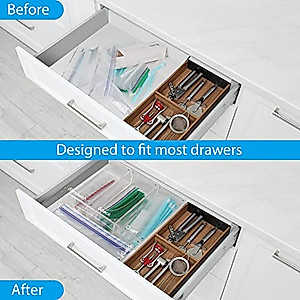 RUIDEO 4-Pack Storage Bag Organizer Compatible with Ziploc Bags, Acrylic Organizers for Kitchen Organization and Storage, Compatible with Gallon, Quart, Sandwich and Snack Size Bag, Plastic Bag Holder