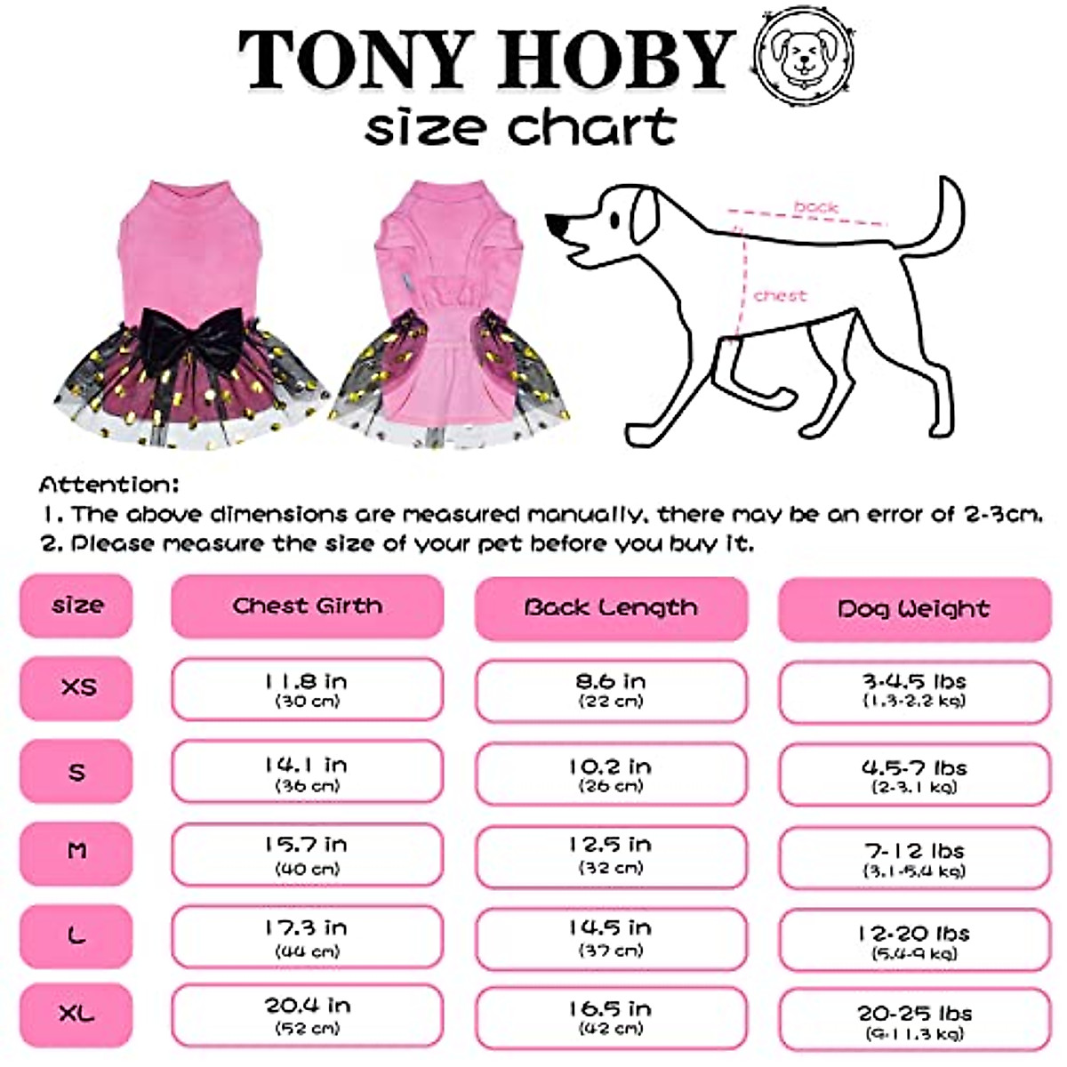 TONY HOBY Dog Dress, Outfits Dog Party Dress, Dog Princess Dress with Lace, Dog Skirt Soft and Breathable for Small Medium Dog (Pink, XL)
