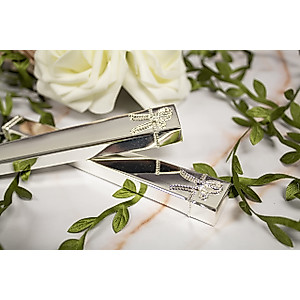Vera Wang Bridal Love Knots Silver Personalized Wedding Cake Knife and Server Set, Custom Engraved Wedding Cake Cutting Set, Accessories and Gifts for the Bride and Groom