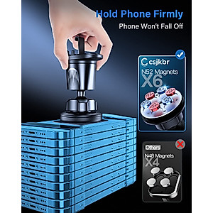 [ Military-Grade Magnetic Vent Hook] Phone Holder for Car, Hands Free Phone Car Mount Strong Magnet Air Vent Mount, 360° Rotation Car Phone Holder Compatible with iPhone Samsung Galaxy All Smartphones