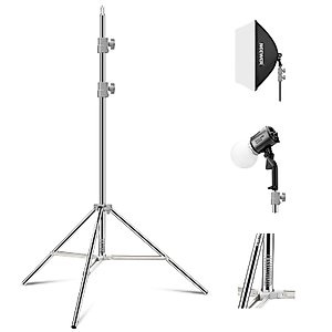 NEEWER Upgraded 75"/190cm Light Stand Stainless Steel Spring Loaded, Foldable Photography Tripod Stand with Stronger Tube Joints for Strobe Softbox LED Ring Light, Max Load 13.5lb/6.5kg, ST-190SS