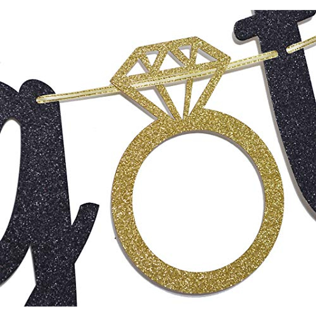 Shit Just Got Real Gold Glitter Bunting Banner for Funny Wedding, Engagement, Bachelorette,Pregnancy Announcement,Bar Sign (Black & Gold)