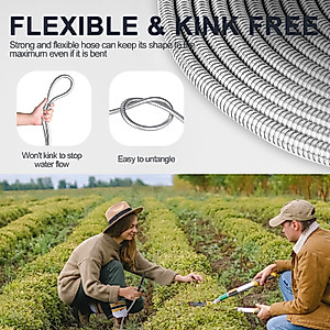 SPECILITE Metal Garden Water Hose 1 FT, Flexible and Lightweight, Heavy Duty Stainless Steel Pipe with Aluminium Fittings for Reel, Yard, Outdoor, Boat