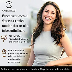 Natural Dry Shampoo for Women & Men by Ambiance | Brunette Tinted Powder | Travel Size Applicator Brush for Dark Brown Hair | Cleansing, Refreshing, & Volumizing