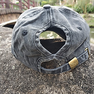 Waldeal Women's Baseball Cap Boy Mama Mom Vintage Distressed Dad Hat, Black Ponytail, One Size