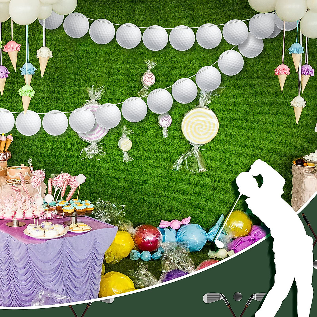 5 Pieces Golf Party Decorations Golf Party Supplies Golf Party Banners Golf Bunting Hanging Banners Golf Paper Garlands for Sports Theme Birthday (Golf Style)