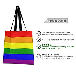 Women's Retro Large Size Canvas Shoulder Bag Hobo Square Handbag Casual Tote Lesbian Gay Pride Flag